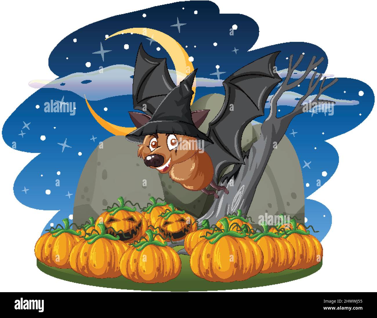A bat in halloween theme illustration Stock Vector Image & Art - Alamy