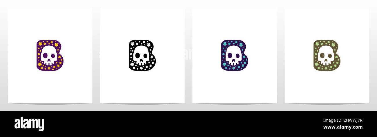 Spooky Skull On Letter Logo Design B Stock Vector Image & Art - Alamy