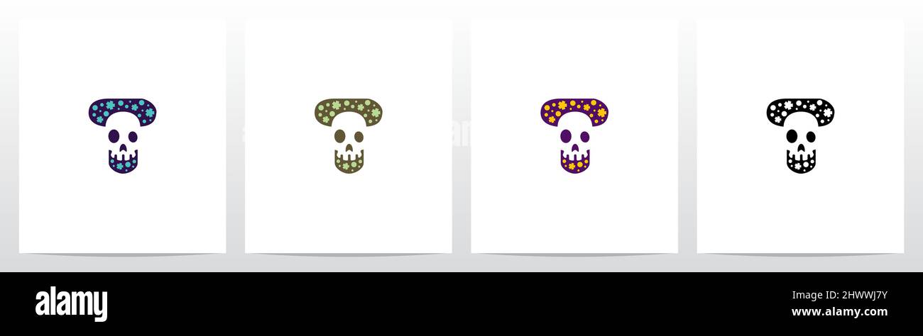 Spooky Skull On Letter Logo Design T Stock Vector Image & Art - Alamy