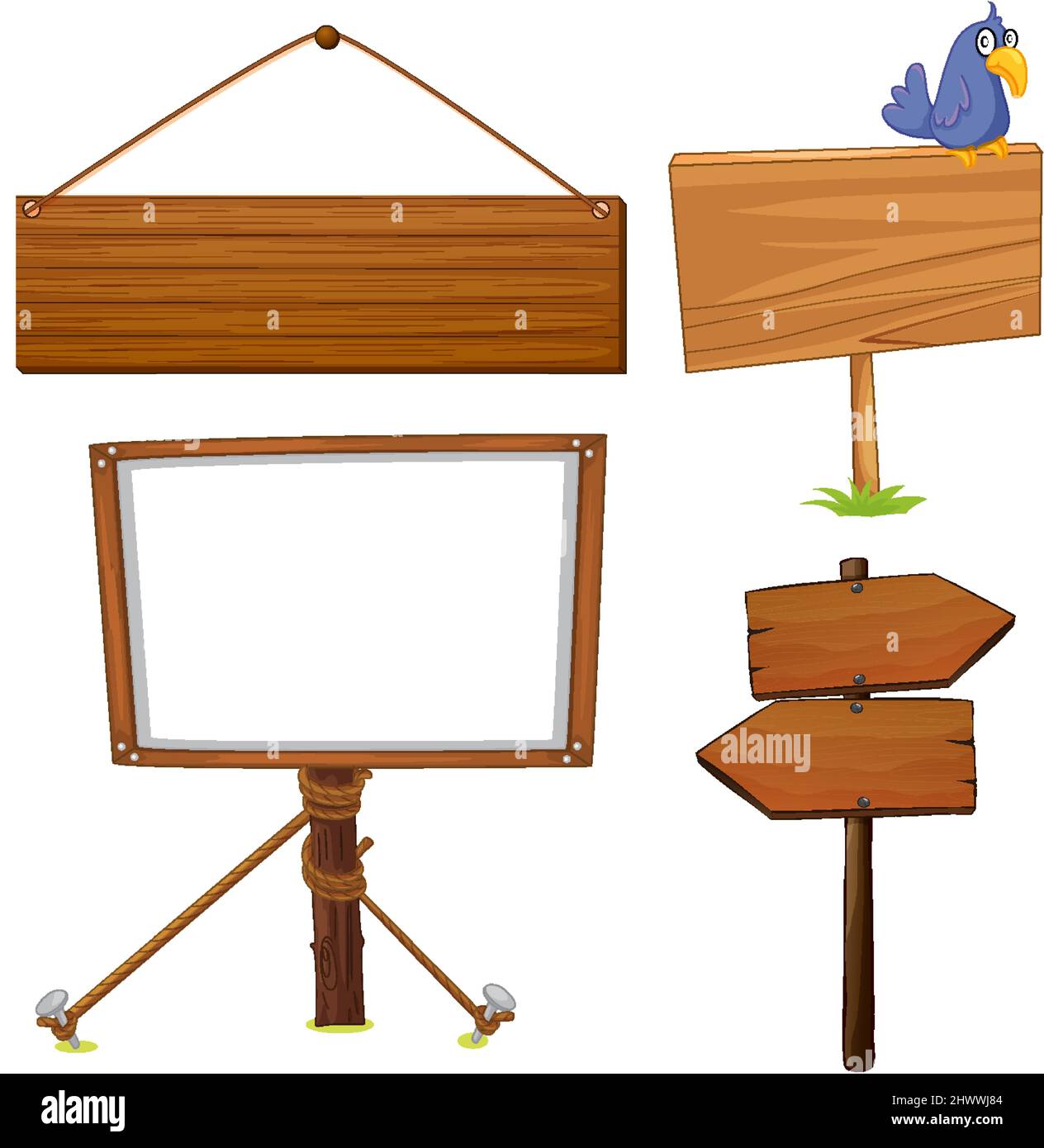 Set of wooden sign banner illustration Stock Vector Image & Art - Alamy