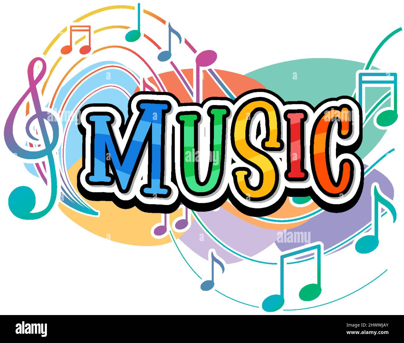 Font design for word music with music notes on white background ...