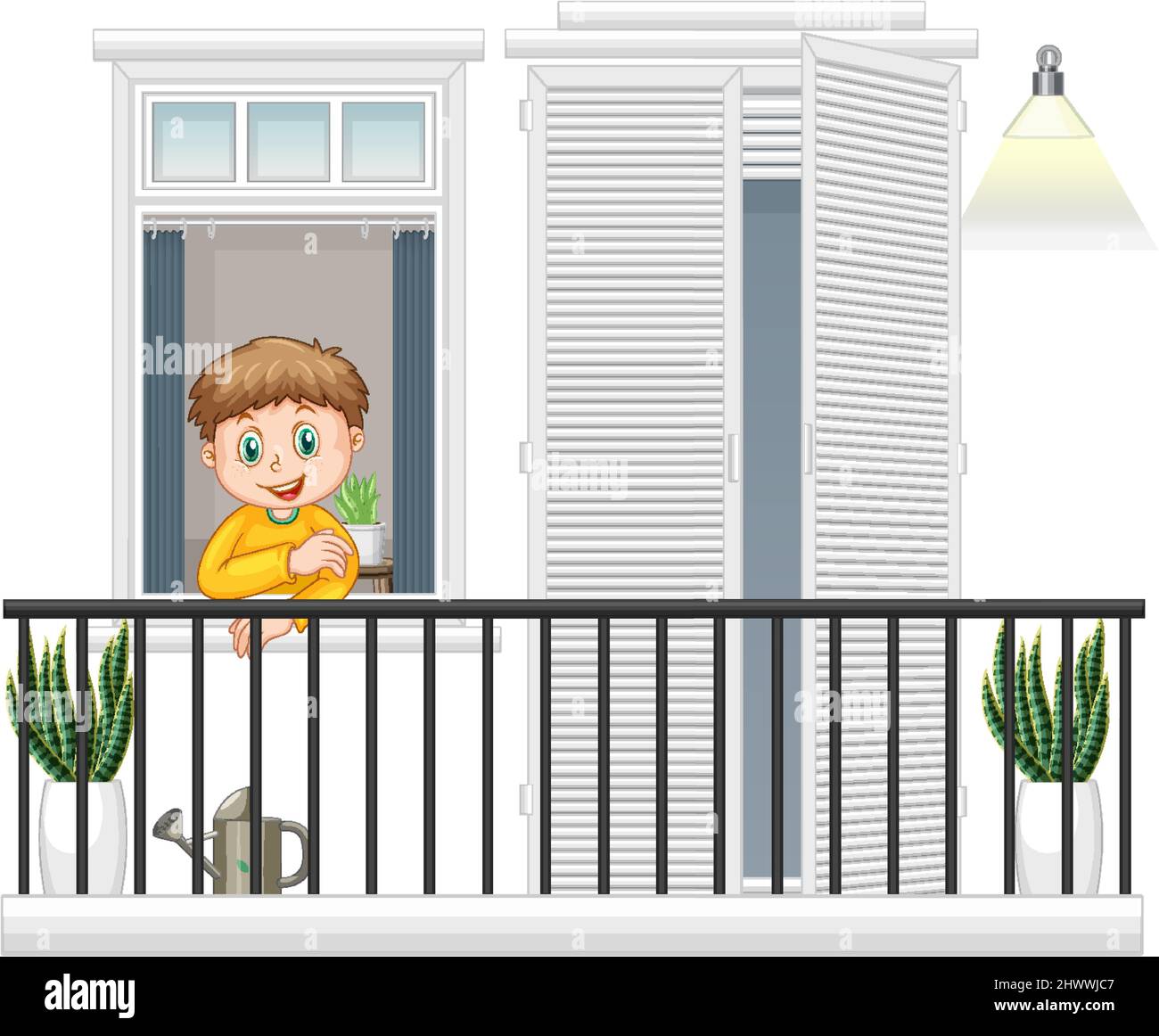 View through the window of cartoon character illustration Stock Vector ...