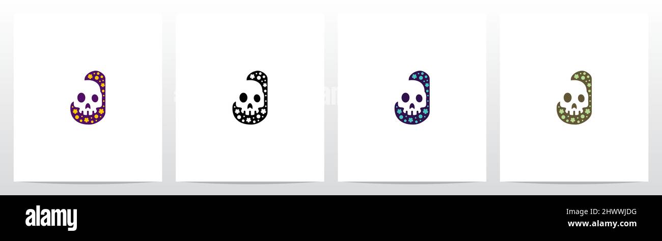 Spooky Skull On Letter Logo Design J Stock Vector Image & Art - Alamy