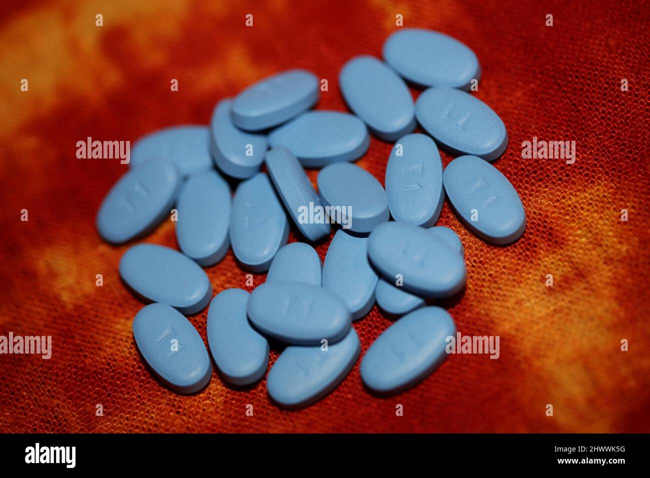 Blue medical pills close up background high quality big size prints ...
