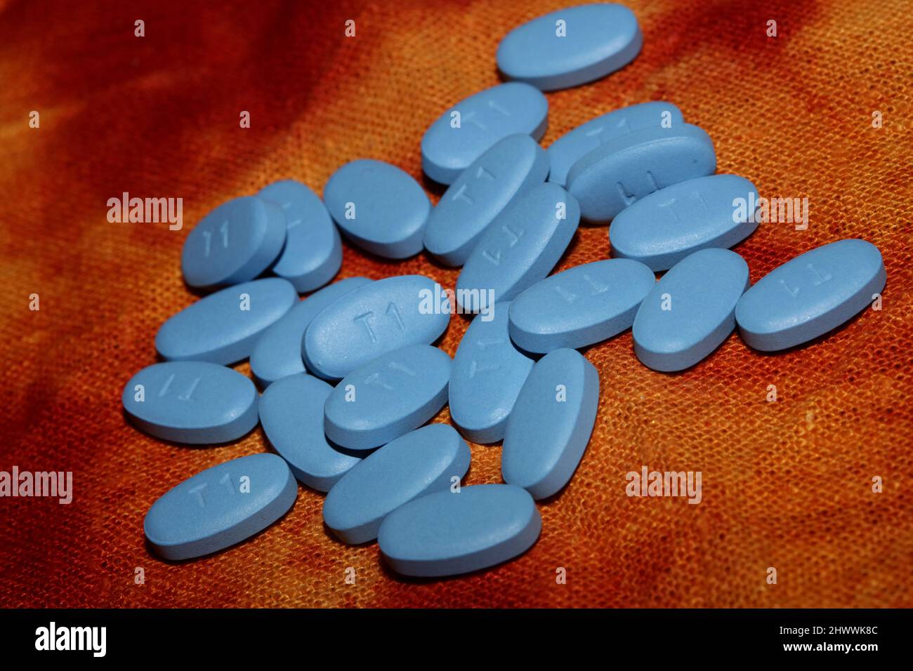 Blue medical pills close up background high quality big size prints ...