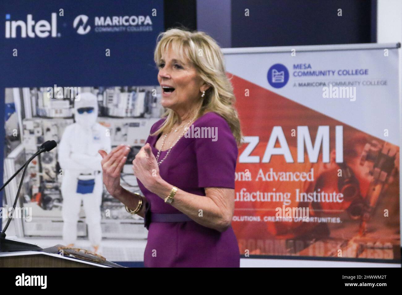 First Lady Jill Biden is in a conference room for remarks to Intel ...
