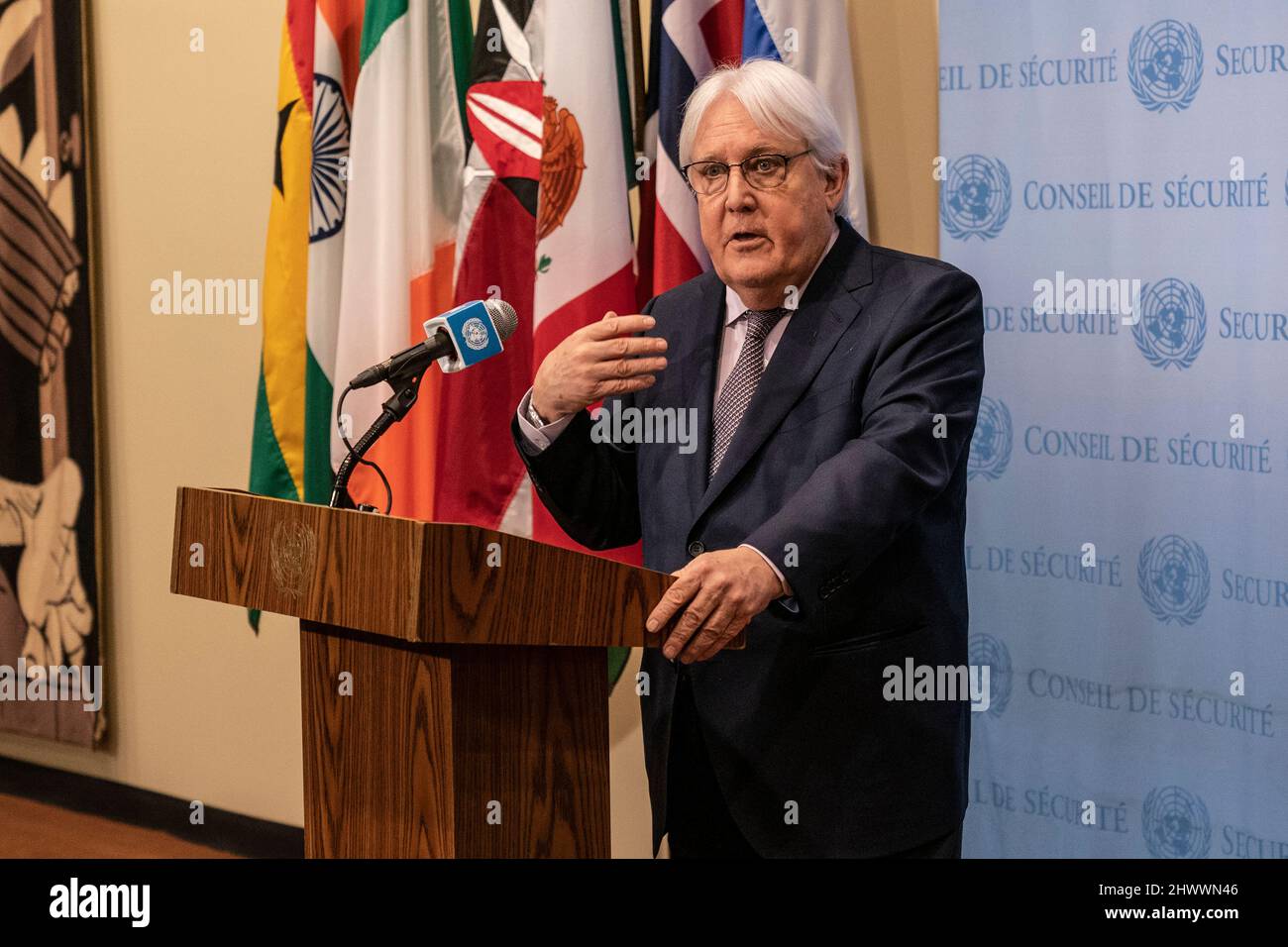 New York, NY - March 7, 2022: Under-Secretary-General for Humanitarian ...