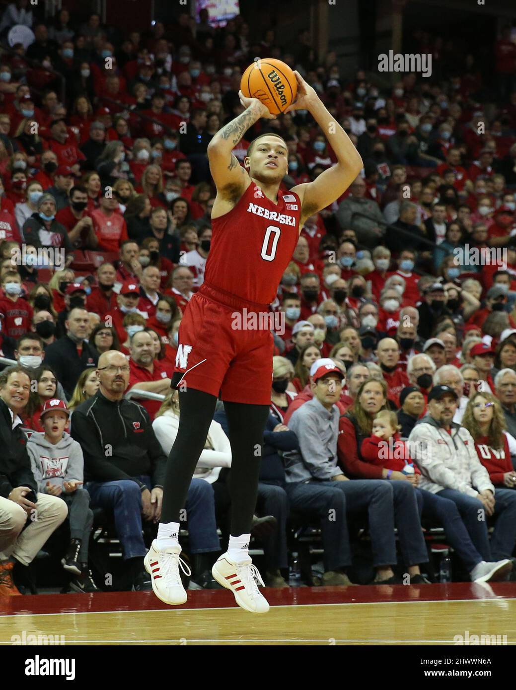 March 6, 20, 2022: Nebraska Cornhuskers guard C.J. Wilcher (0) takes a ...