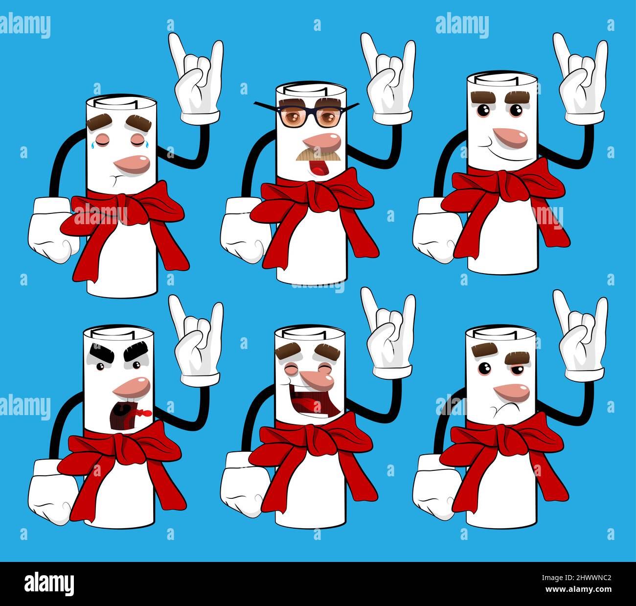 Rolled paper with red ribbon as a diploma with hands in rocker pose ...