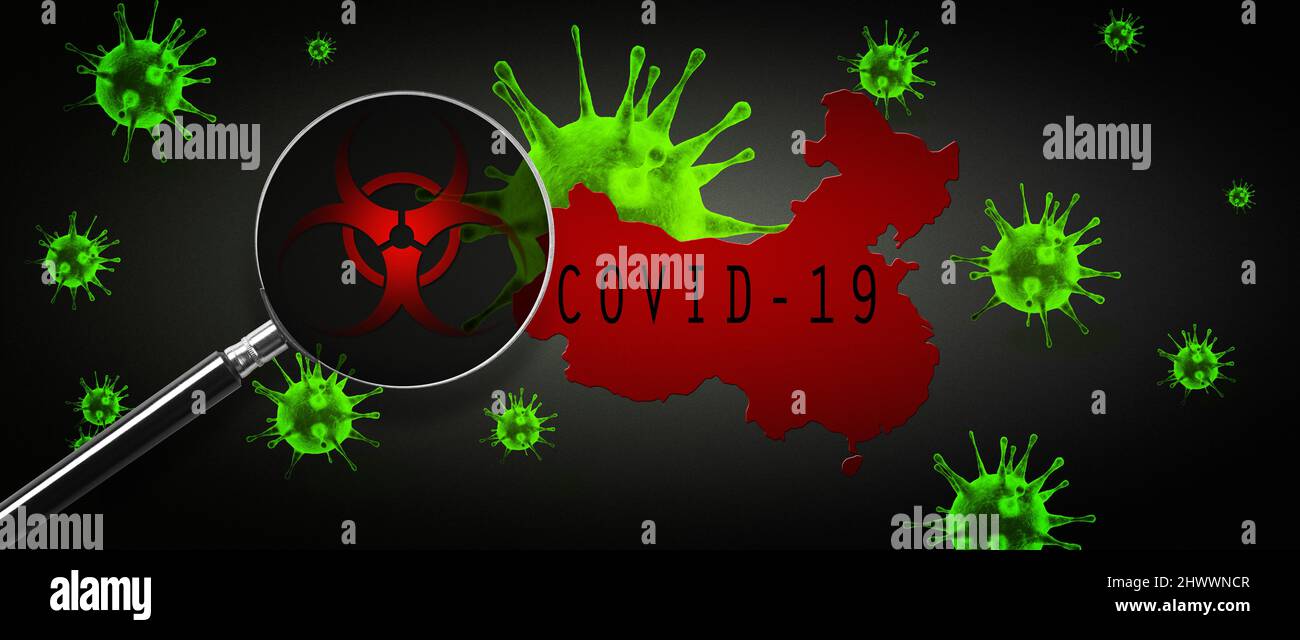 Dangerous corona virus, SARS pandemic risk concept. 3D illustration ...