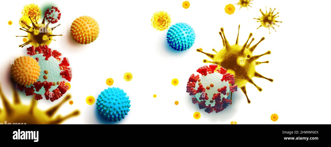 Dangerous corona virus, SARS pandemic risk concept. 3D illustration ...