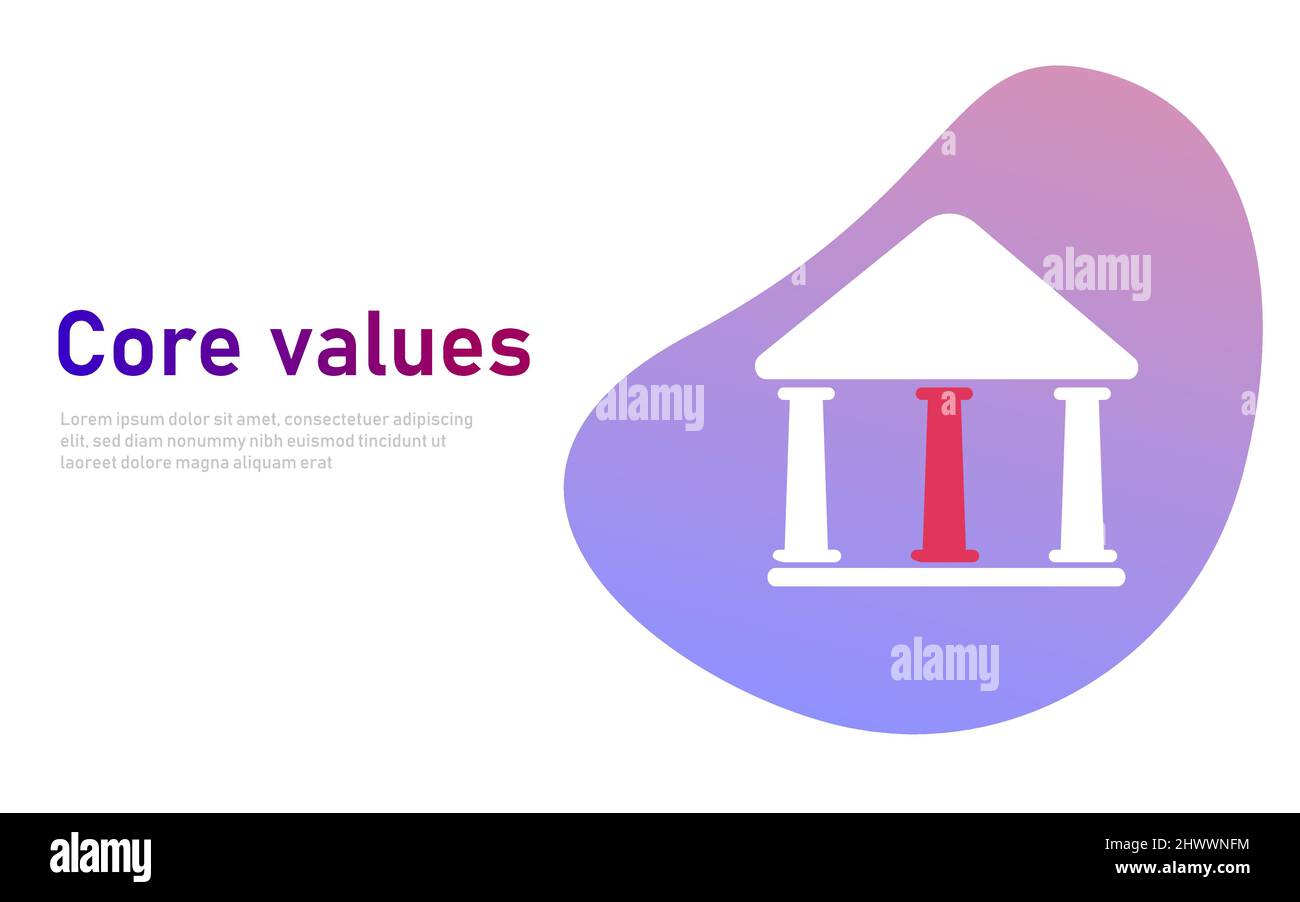 Core Values Of Organization Orcompany Represented With Building Column
