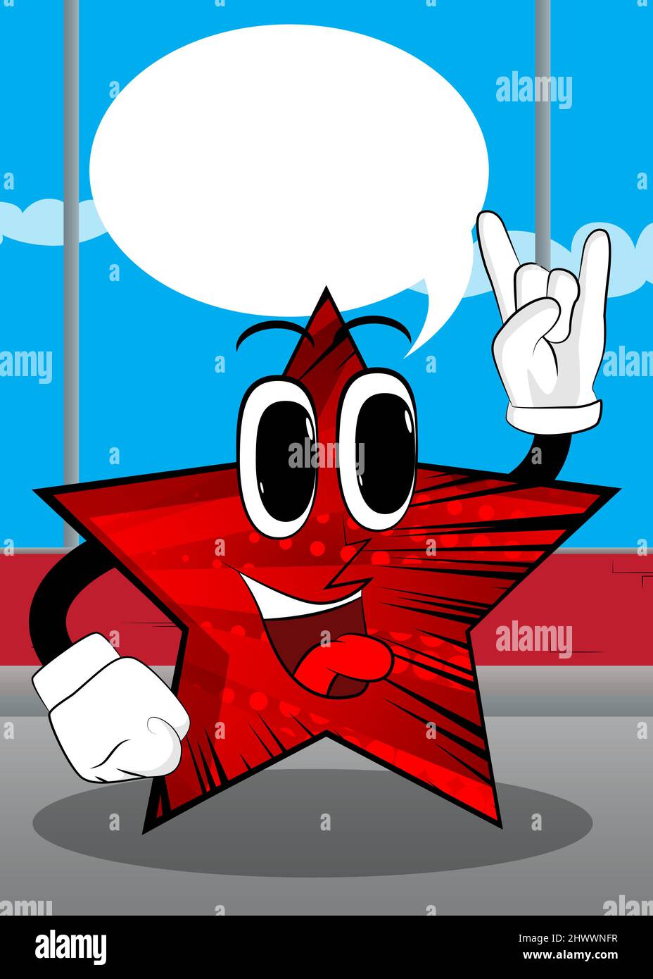 Star with hands in rocker pose. Funny and cute cartoon character, with ...