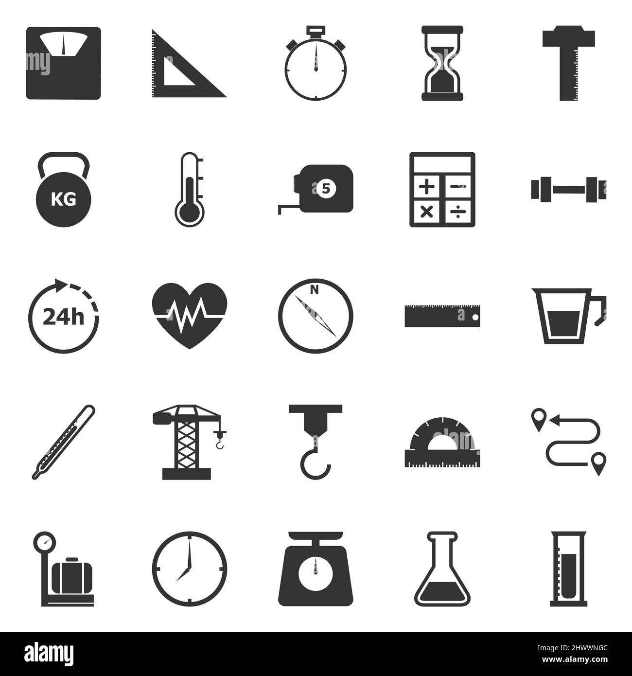 Measuring icons on white background, stock vector Stock Vector Image ...