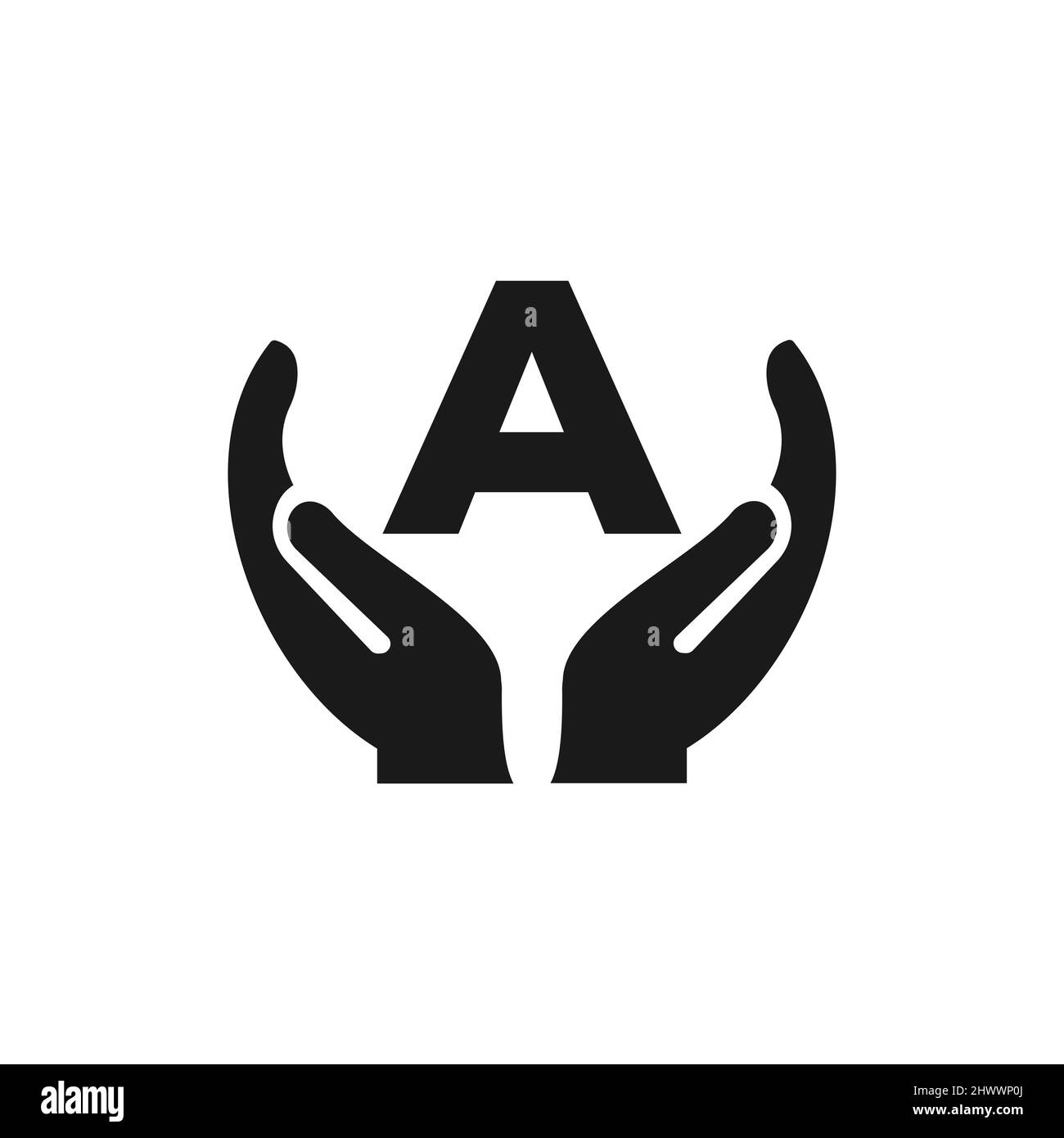 Letter A Giving Hand Logo Design. Hand Logo Design On Letter A Vector ...