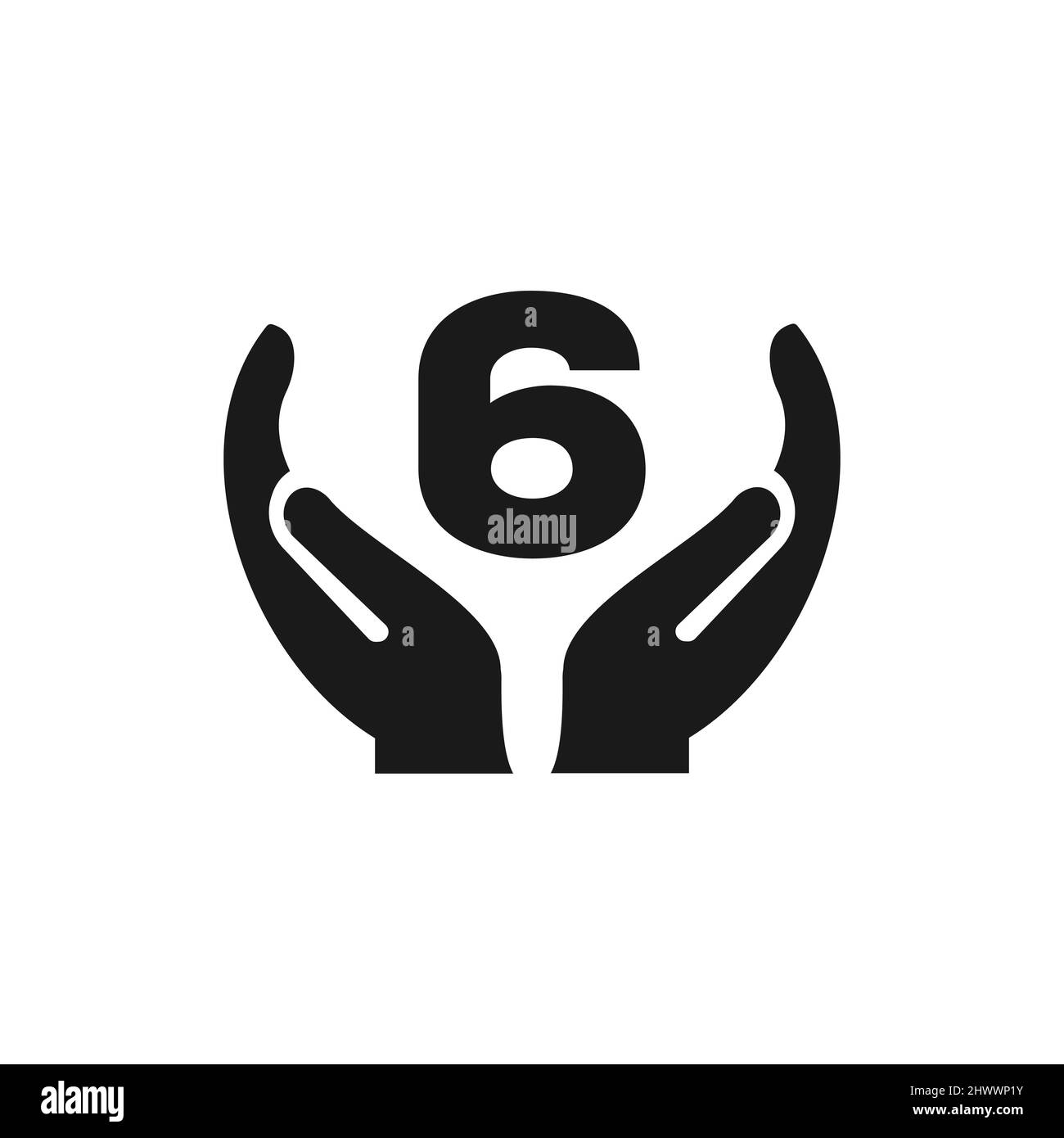 Letter 6 Giving Hand Logo Design. Hand Logo Design On Letter 6 Vector ...