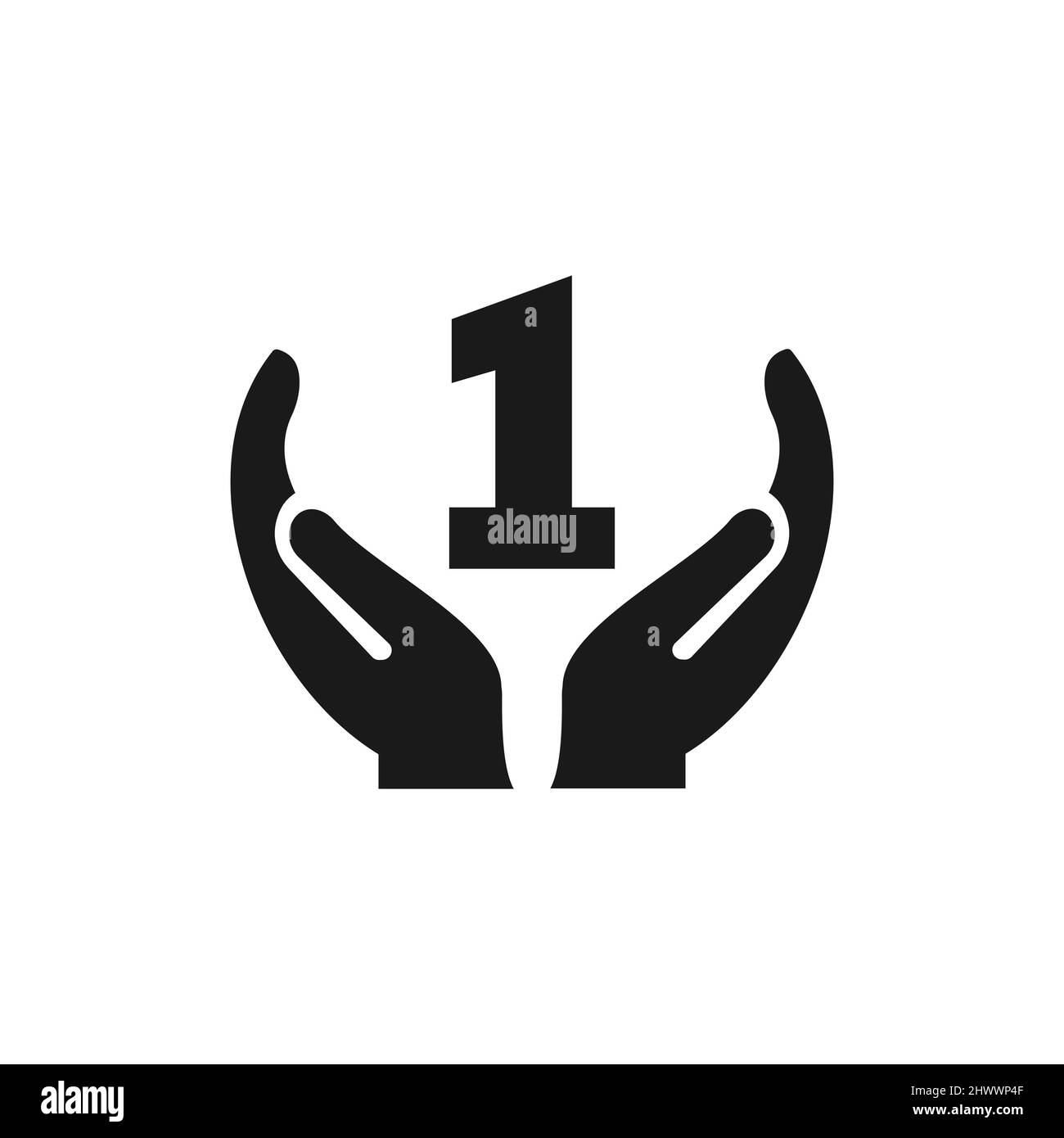 Letter 1 Giving Hand Logo Design. Hand Logo Design On Letter 1 Vector ...