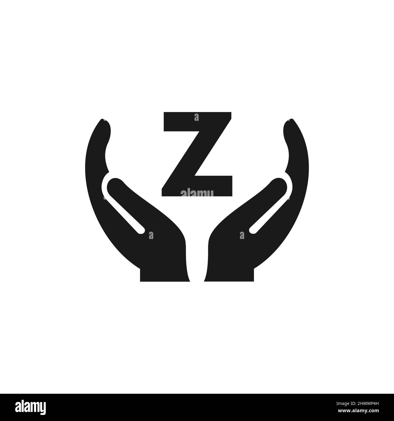 Letter Z Giving Hand Logo Design. Hand Logo Design On Letter Z Vector ...