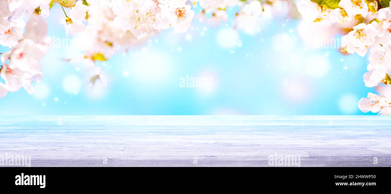 Beautiful nature scene with blooming flowers tree Stock Photo - Alamy