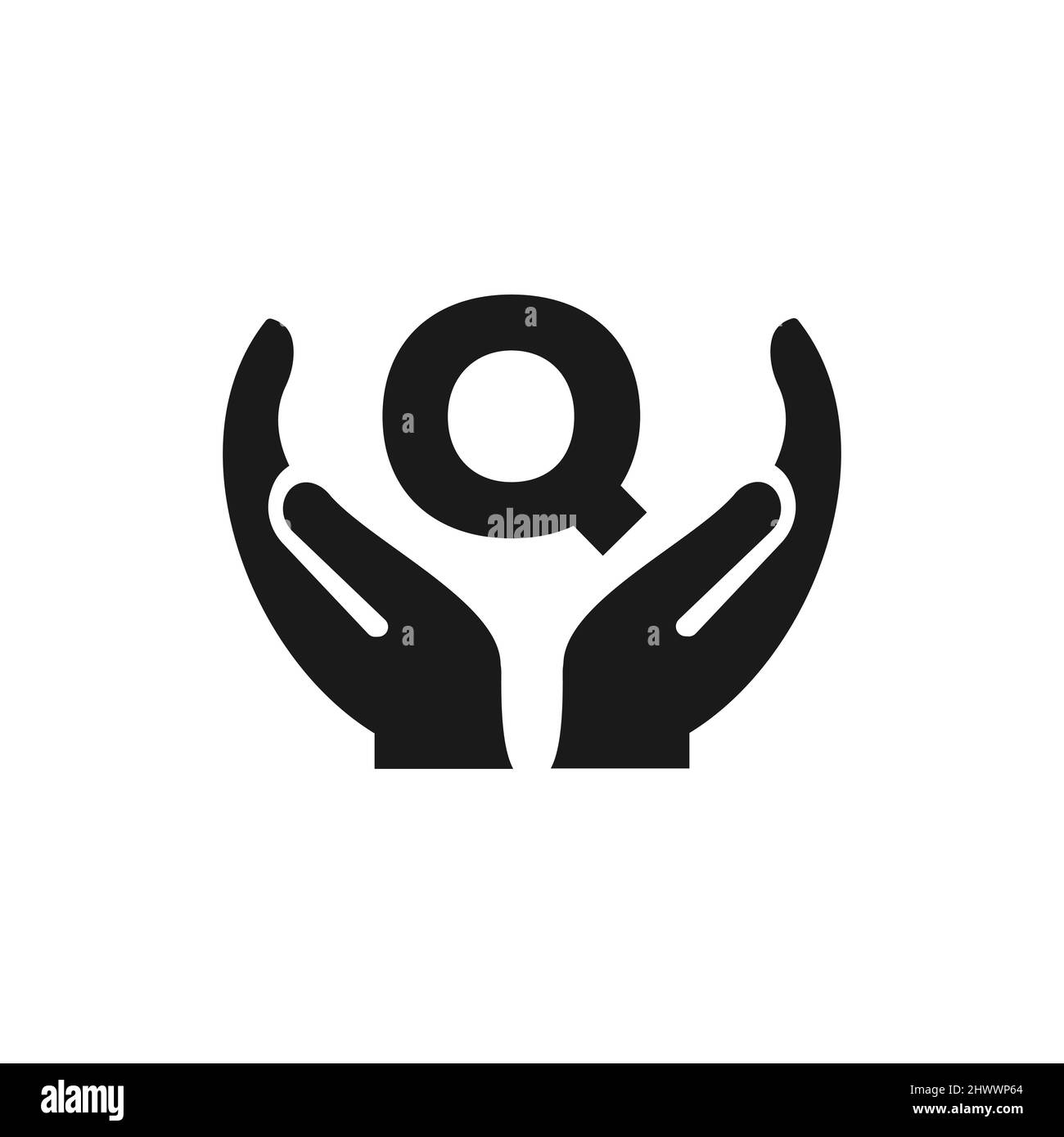 Letter Q Giving Hand Logo Design. Hand Logo Design On Letter Q Vector ...