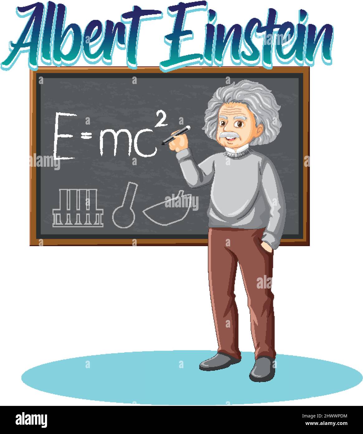 Portrait of Albert Einstein in cartoon style illustration Stock Vector ...