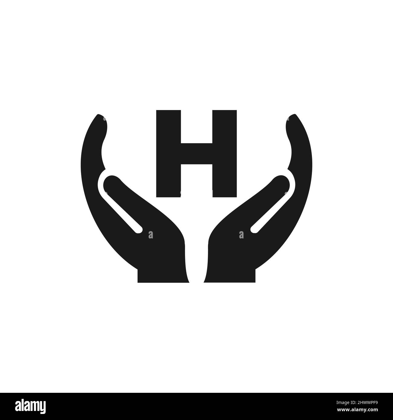 Letter H Giving Hand Logo Design. Hand Logo Design On Letter H Vector ...
