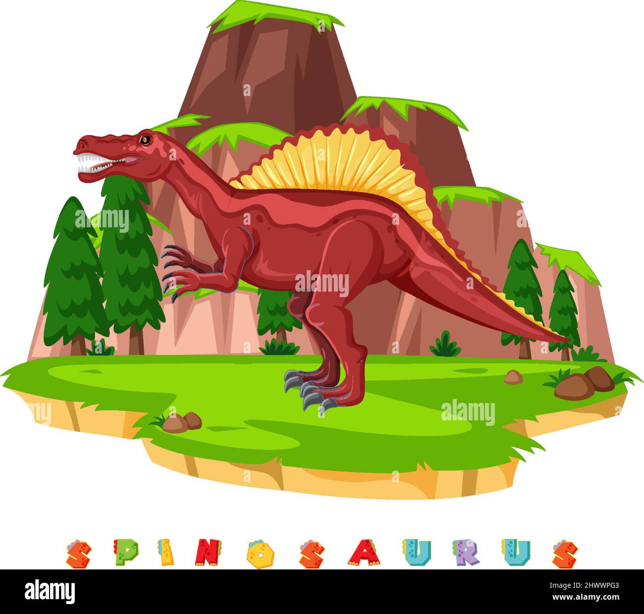 Dinosaur wordcard for spinosaurus illustration Stock Vector Image & Art ...
