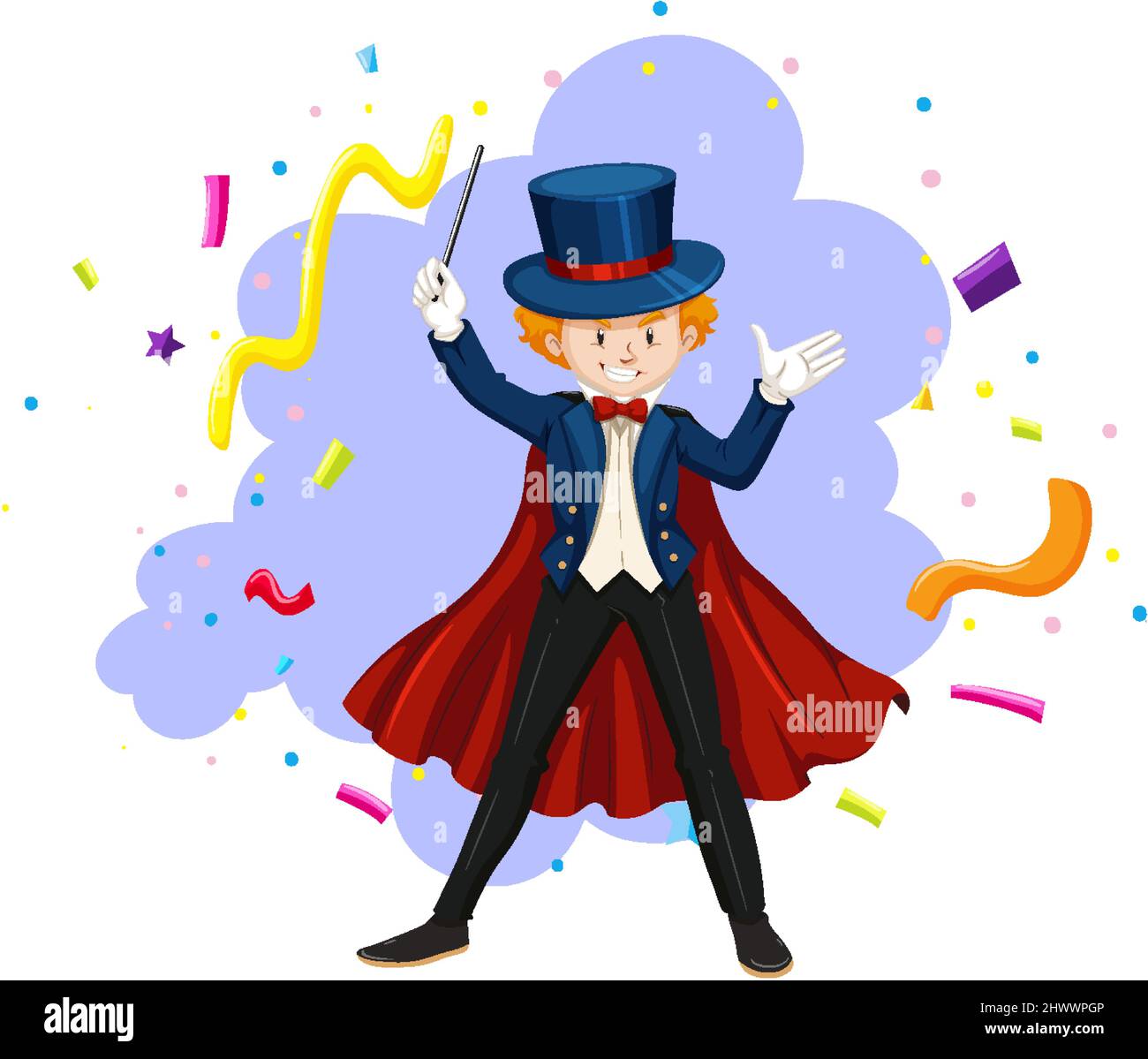 Magician in costume with magic wand illustration Stock Vector Image ...