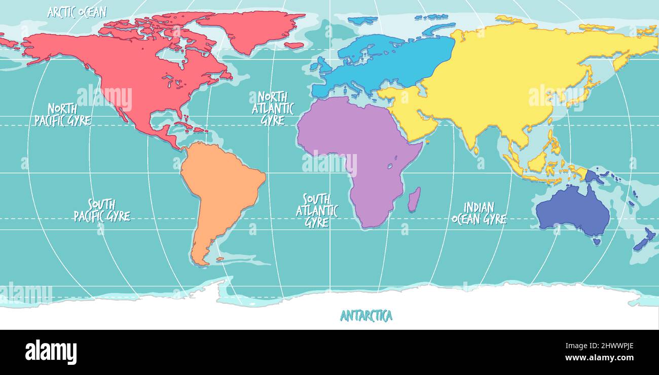 World map in color illustration Stock Vector Image & Art - Alamy