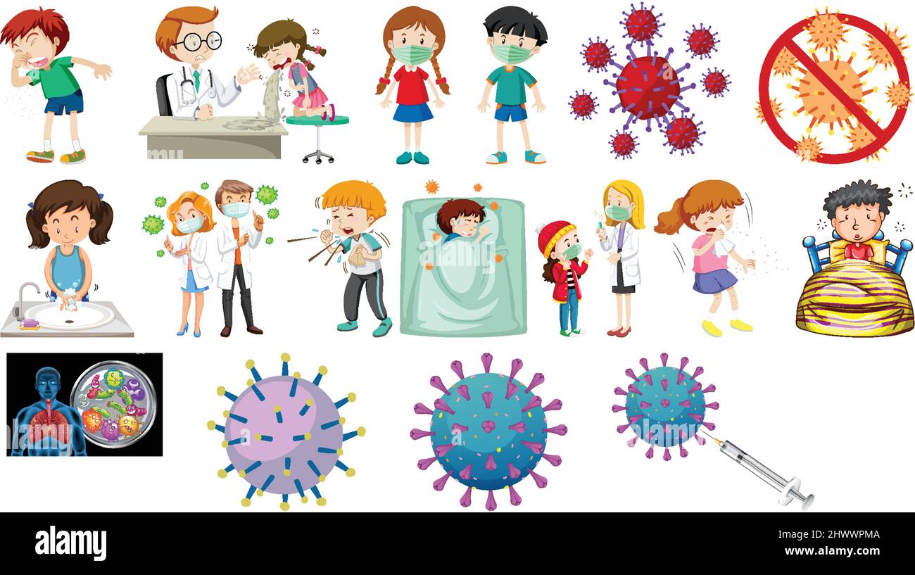 Set of sick people with different symptoms illustration Stock Vector ...