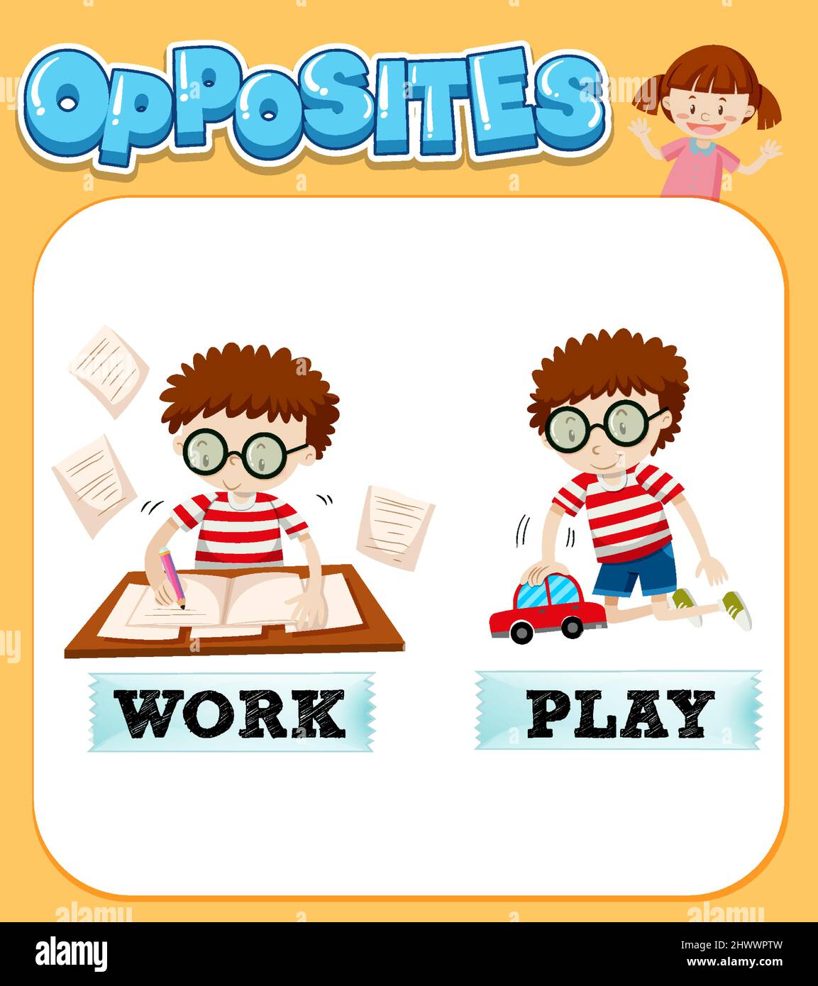 Opposite words for work and play illustration Stock Vector Image & Art ...