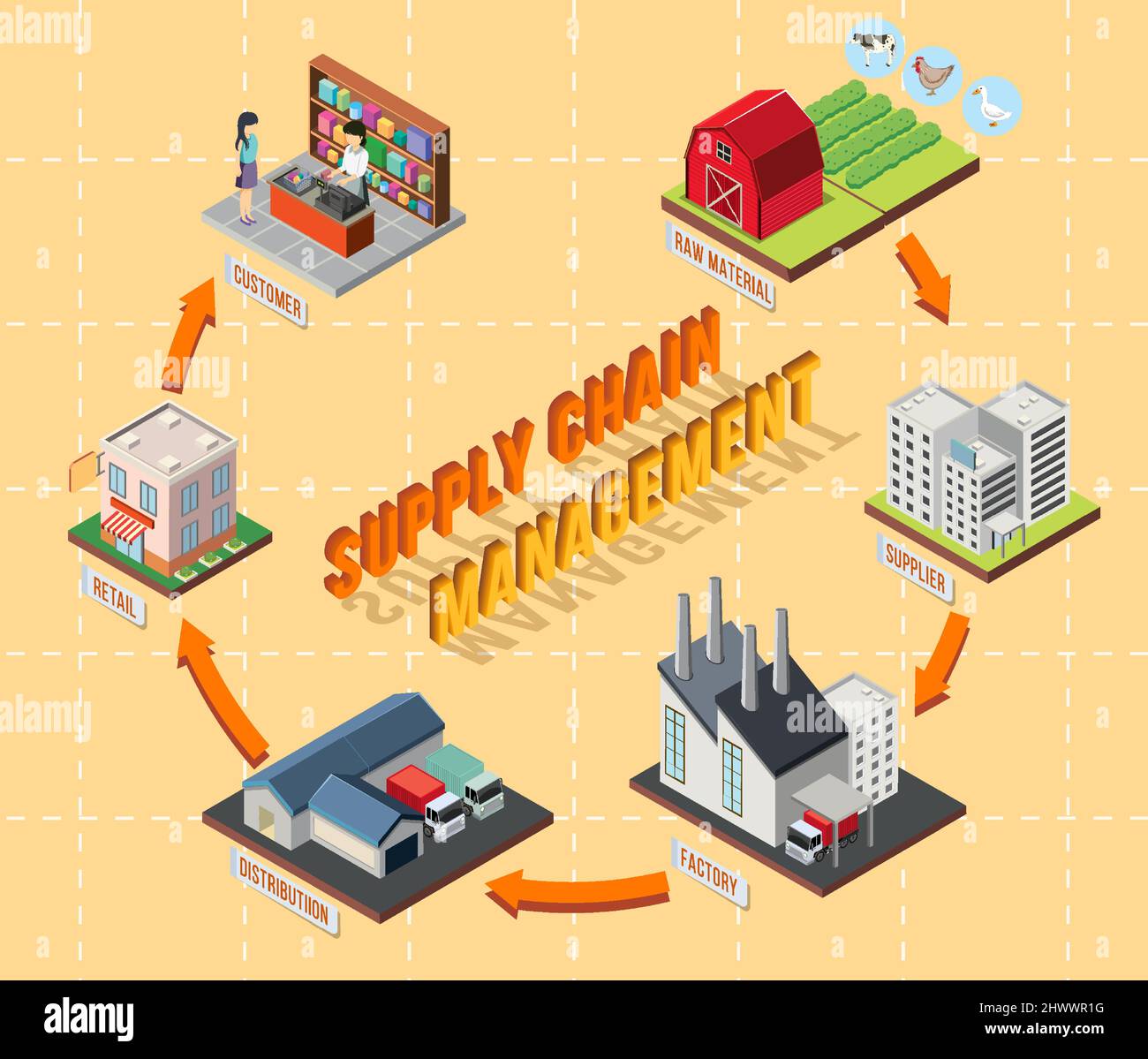 Diagram of supply chain management illustration Stock Vector Image ...