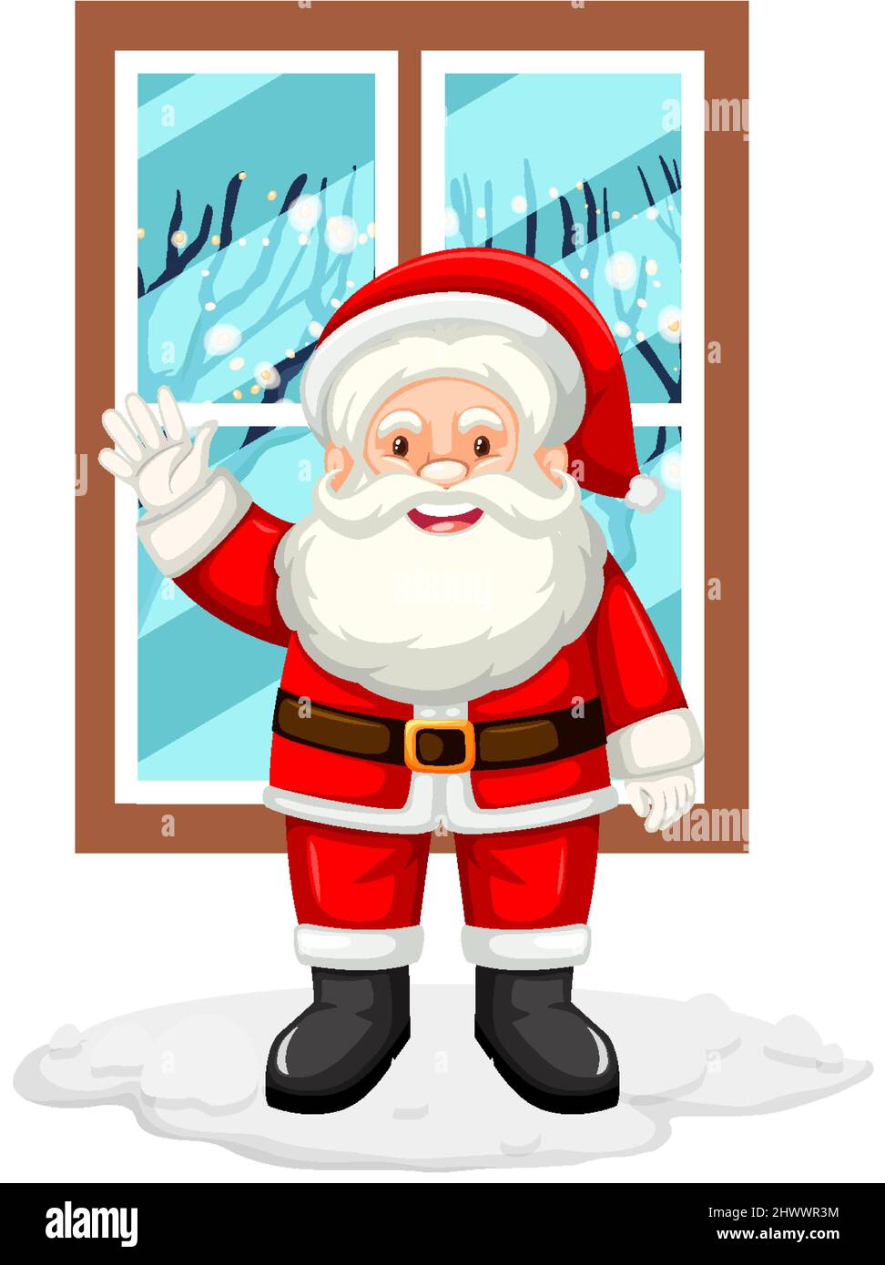 Santa waving hand by the window illustration Stock Vector Image & Art ...