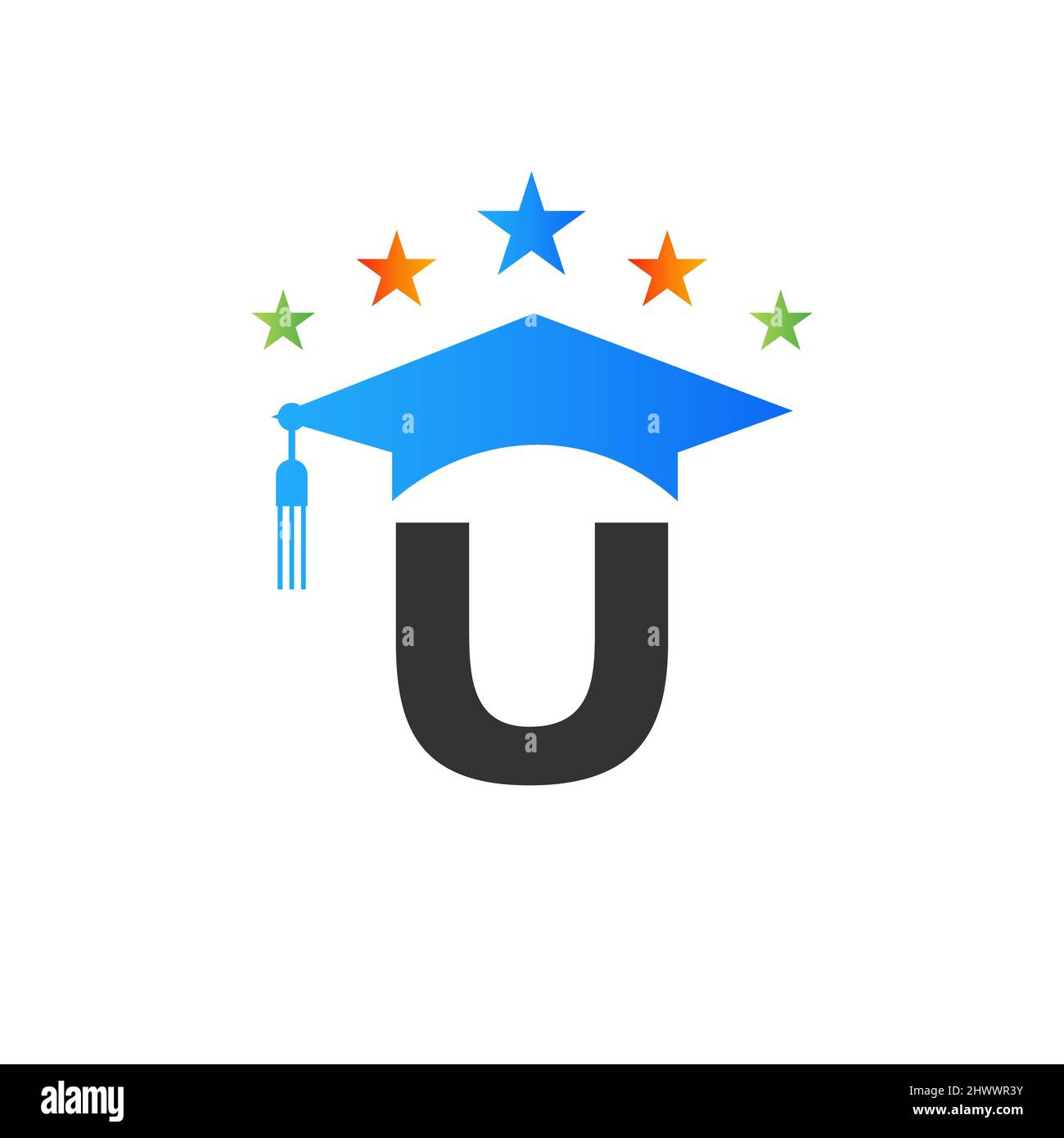 Letter U Education Logo Initial Graduation Cap Concept. Education Logo ...