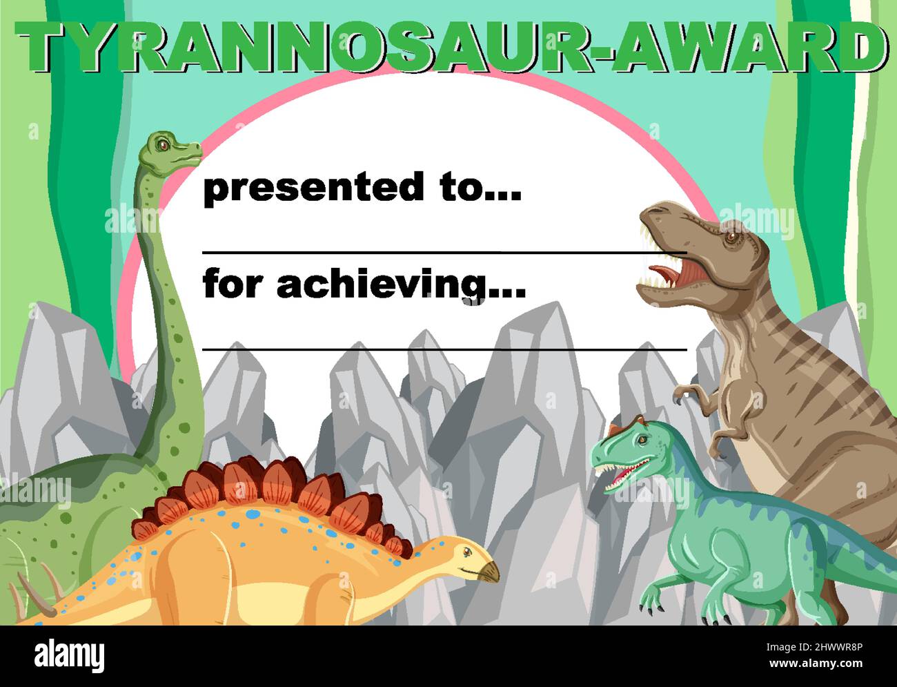Award template with dinosaurs in background illustration Stock Vector ...