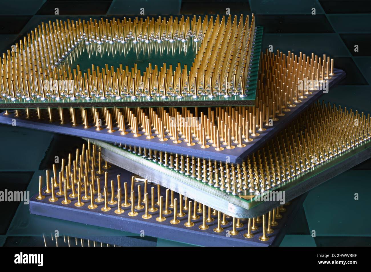 4 Generations of vintage CPU's in a close up stack Stock Photo - Alamy