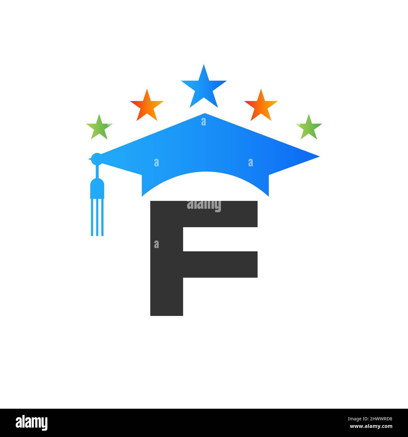 Letter F Education Logo Initial Graduation Cap Concept. Education Logo ...