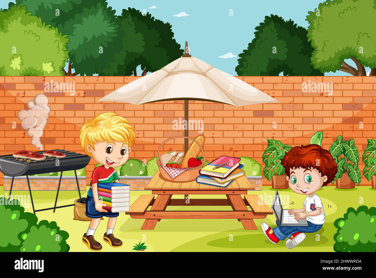 Student boys reading book Stock Vector Images - Alamy