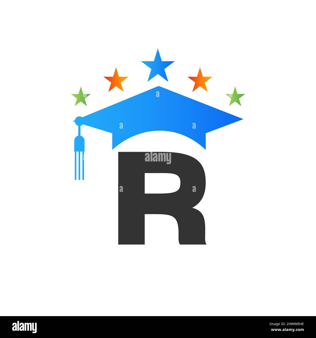 Letter R Education Logo Initial Graduation Cap Concept. Education Logo ...