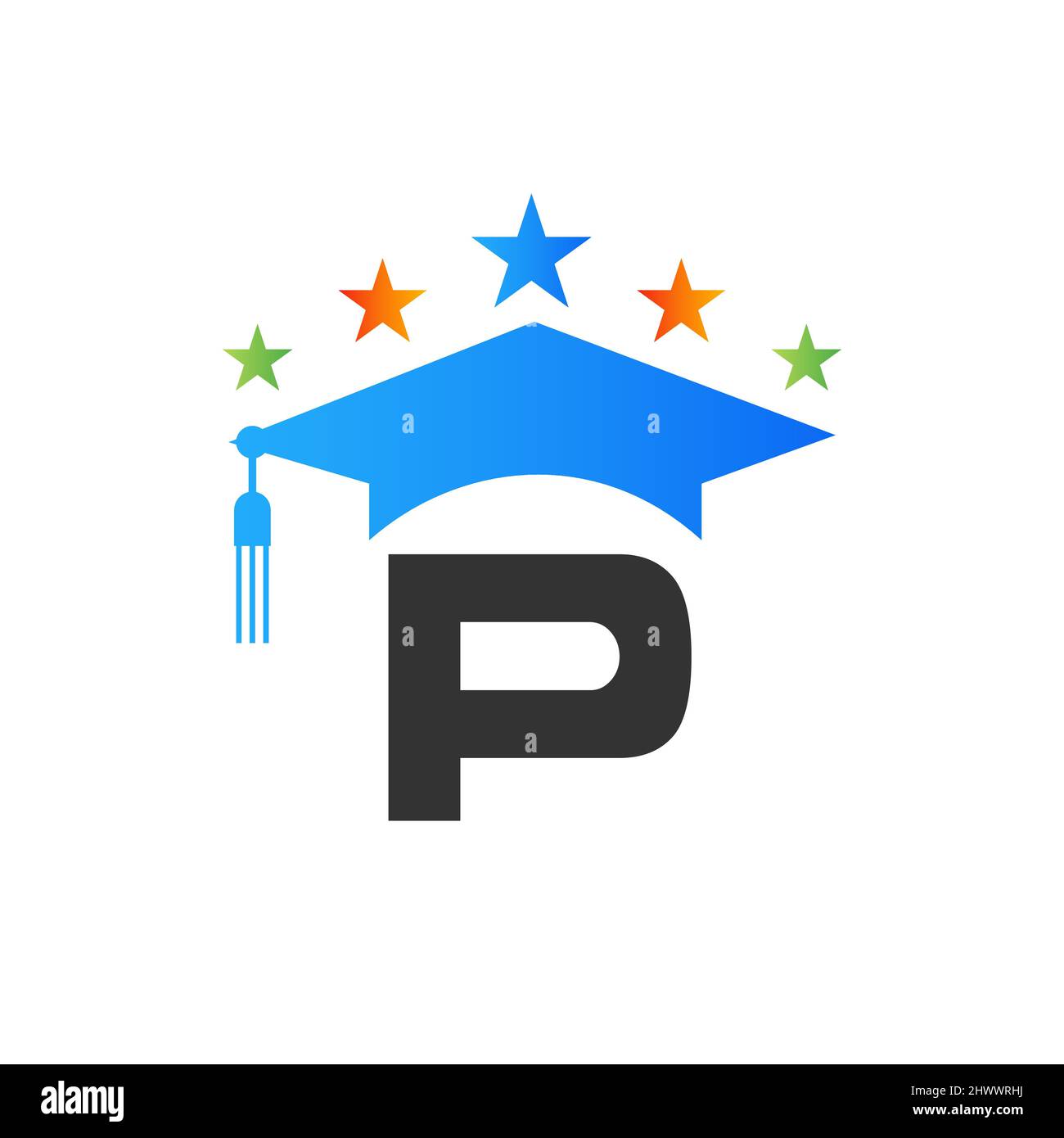 Letter P Education Logo Initial Graduation Cap Concept. Education Logo ...
