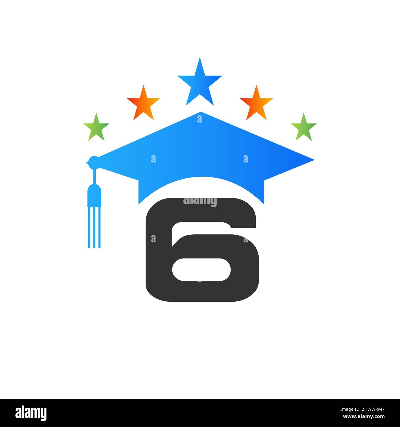 Letter 6 Education Logo Initial Graduation Cap Concept. Education Logo ...