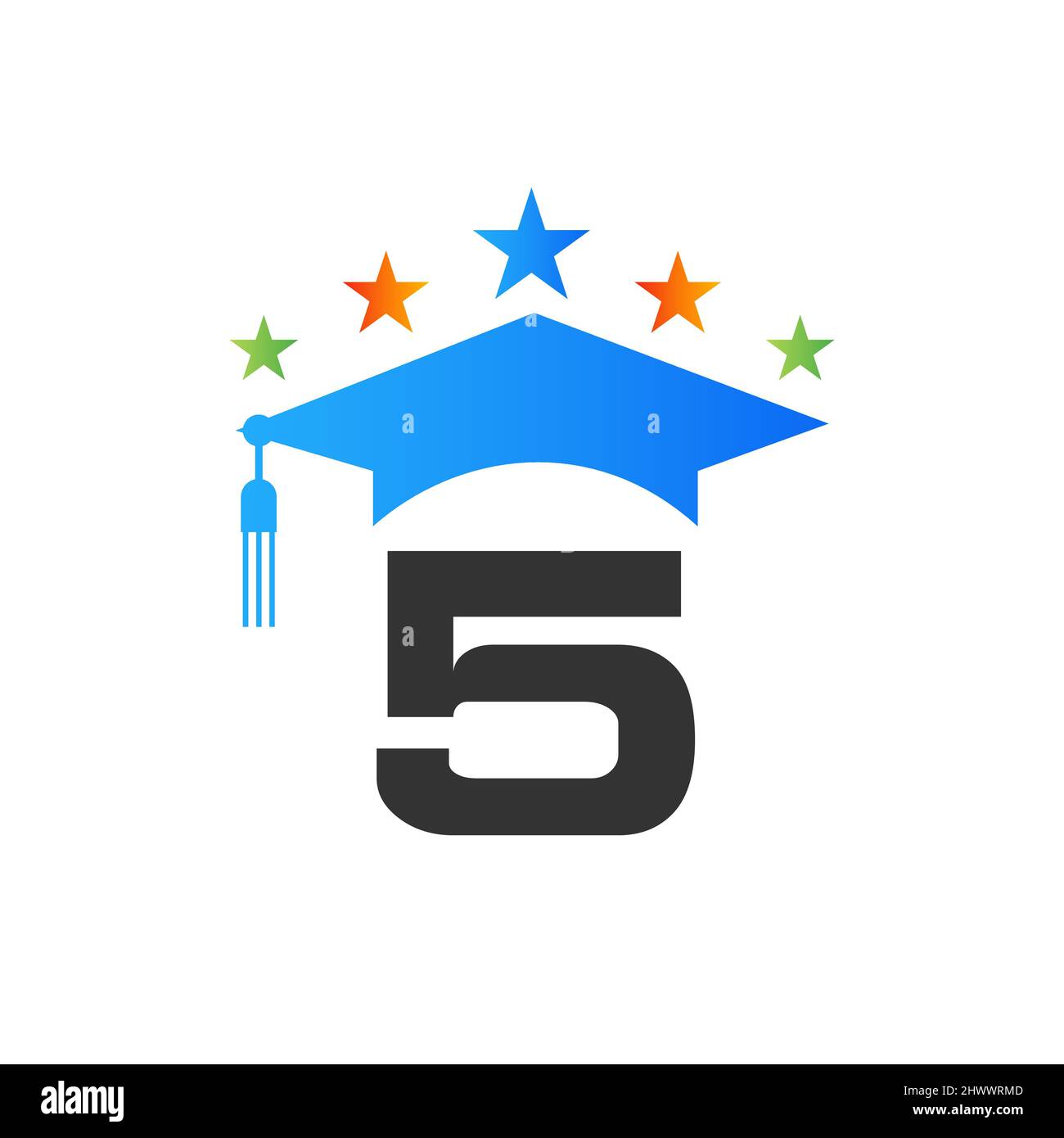 Letter 5 Education Logo Initial Graduation Cap Concept. Education Logo ...
