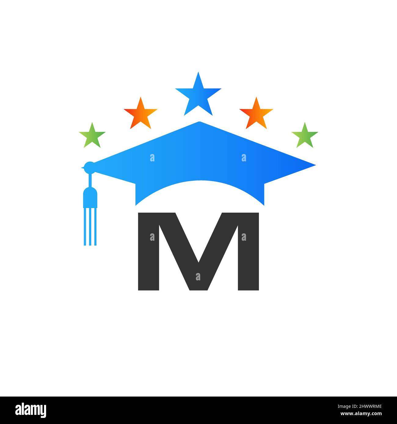 Letter M Education Logo Initial Graduation Cap Concept. Education Logo ...