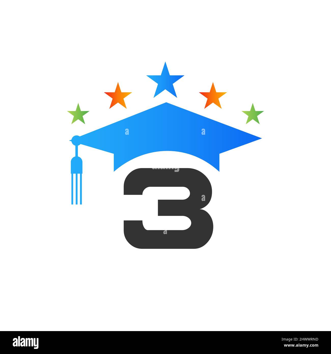 Letter 3 Education Logo Initial Graduation Cap Concept. Education Logo ...