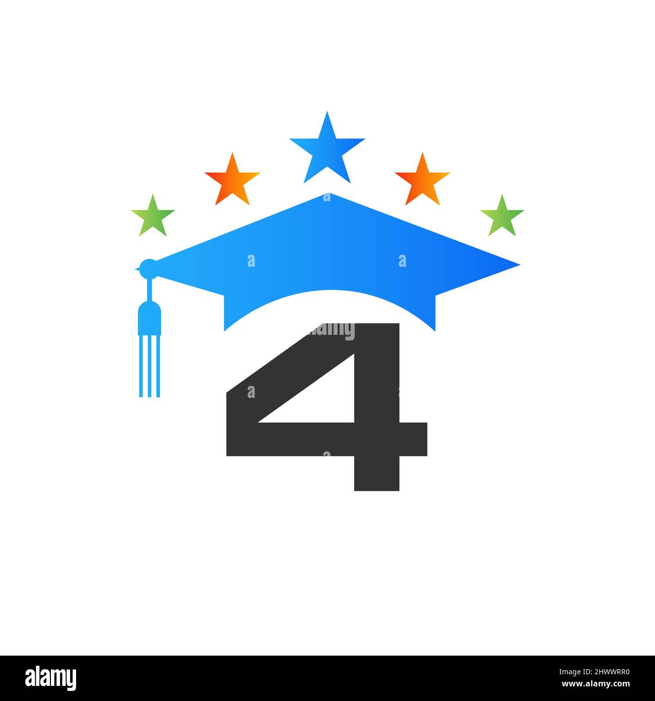 Education logo with 4 letter hat concept. Graduation logo with 4 letter ...