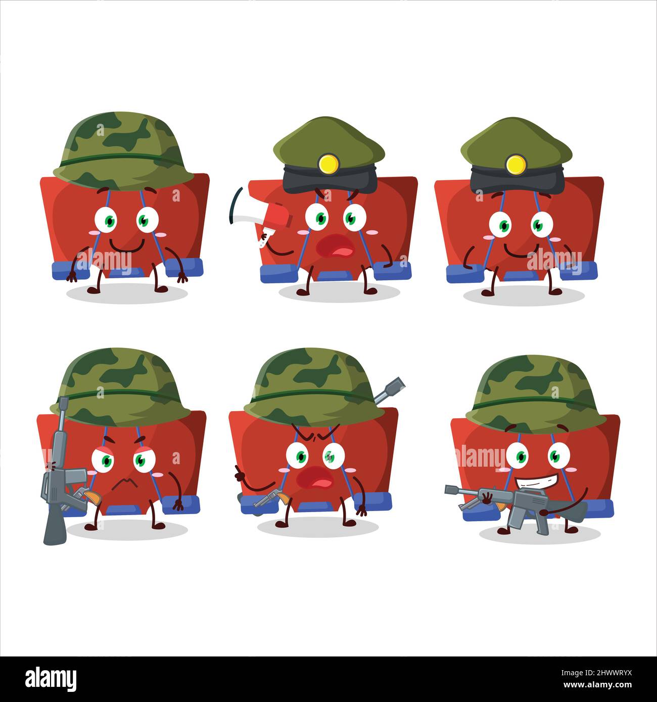 A charming soldier red binder clip cartoon picture bring a gun machine ...