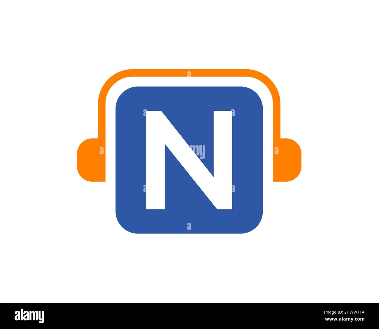 Headphone Template On N Letter. Letter N Music Logo Design. Dj Music ...