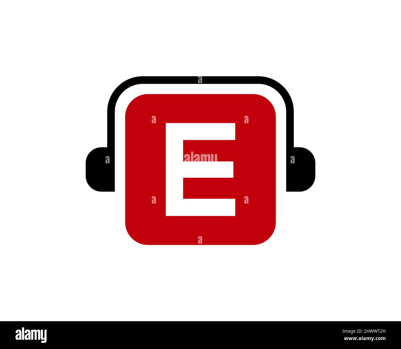 Headphone Template On E Letter. Letter E Music Logo Design. Dj Music ...