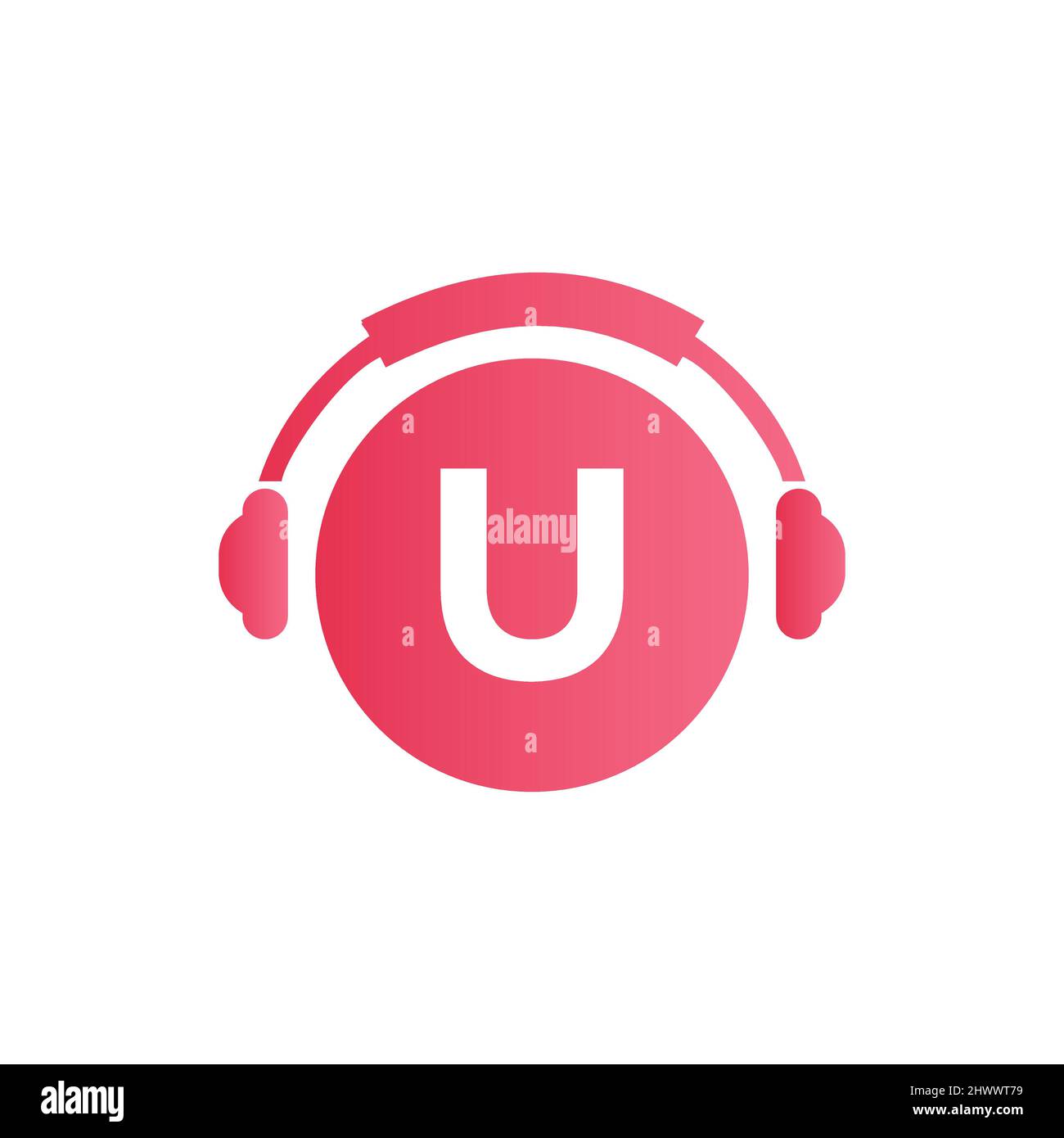 Headphone Template On U Letter. Letter U Music Logo Design. Dj Music ...