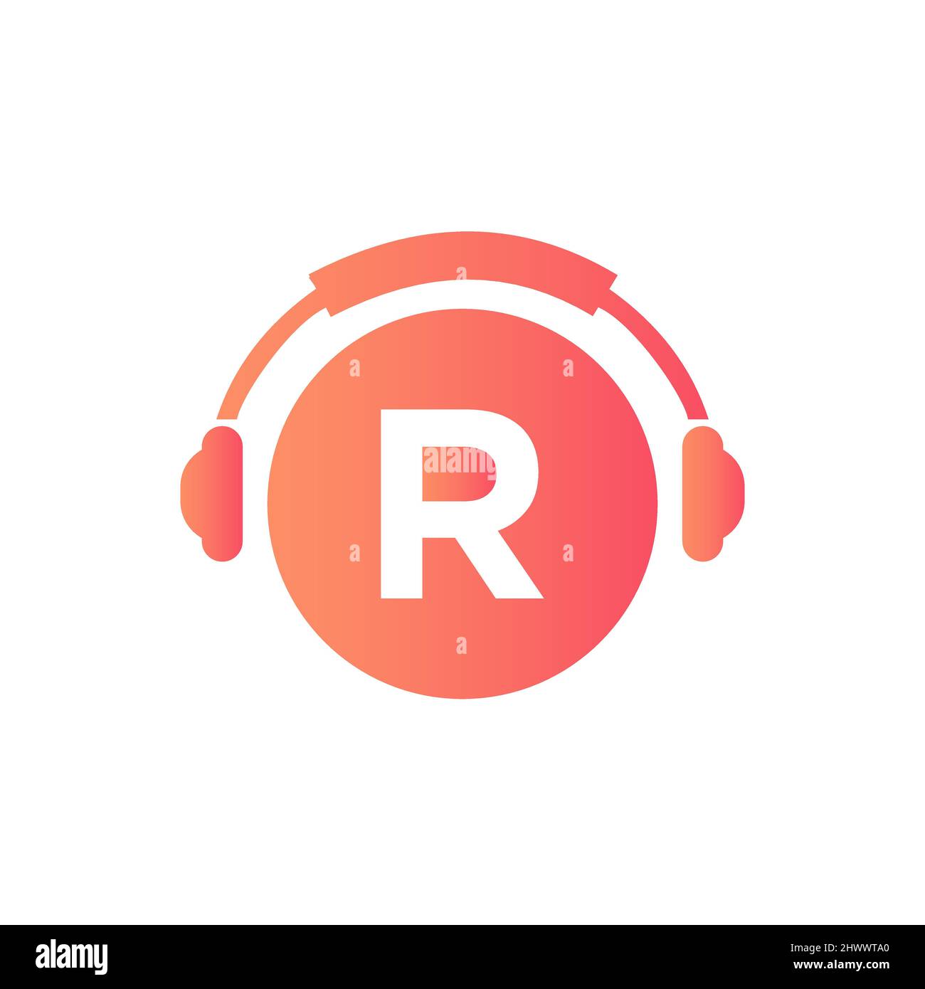 Headphone Template On R Letter. Letter R Music Logo Design. Dj Music ...